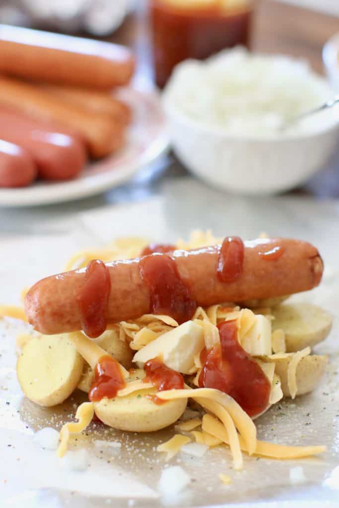 Grilled Hot Dog and Potato Packets - The Country Cook