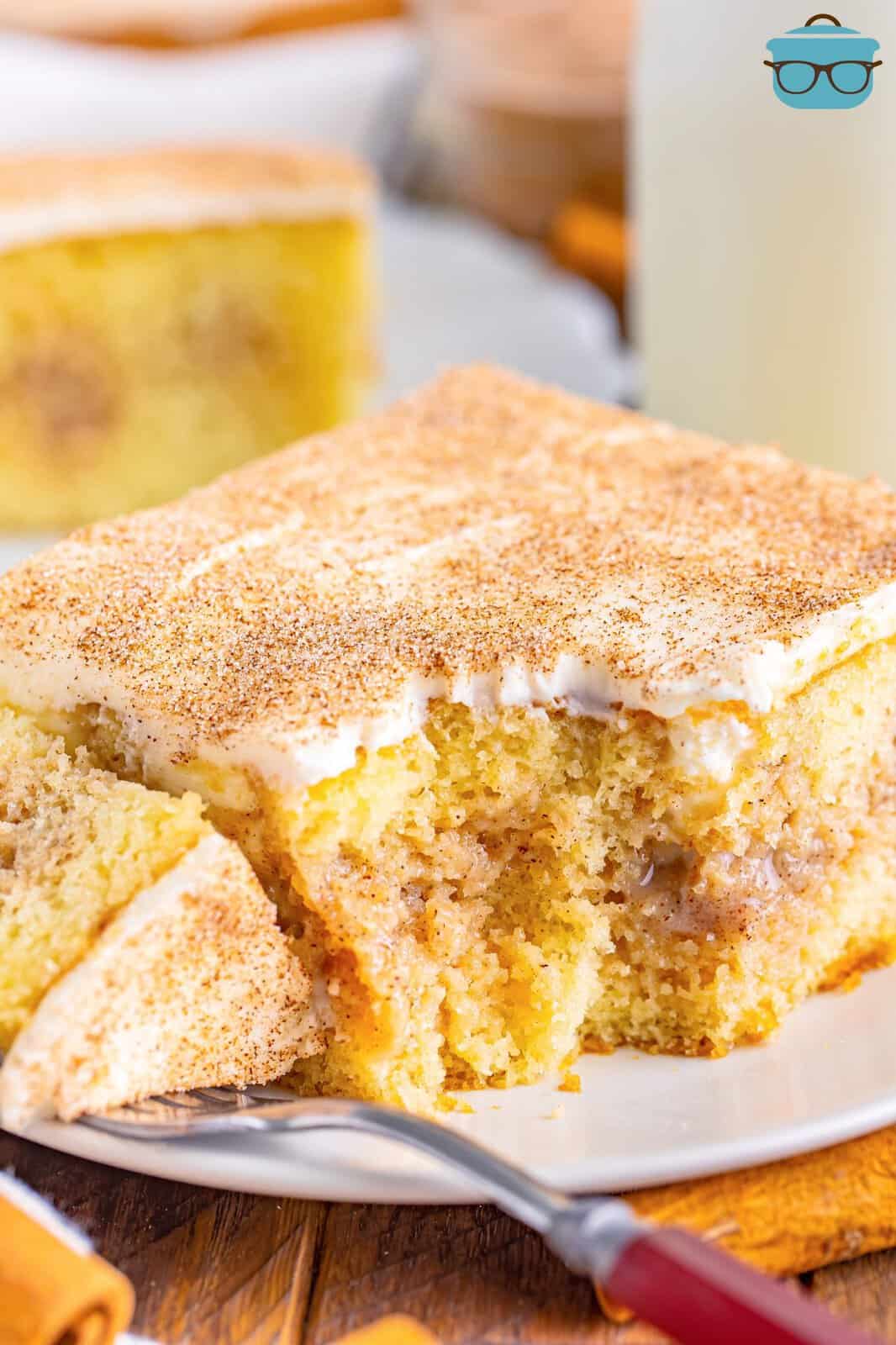 Cinnamon Roll Poke Cake - The Country Cook