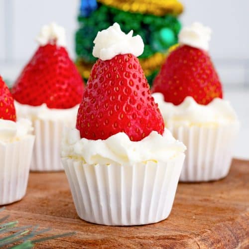 Santa Hat Mini Cheesecakes - The Country Cook