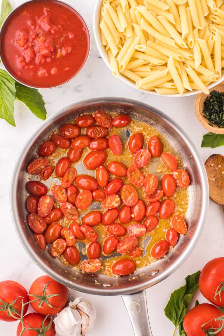 Penne Pasta with Homemade Tomato Sauce - The Country Cook