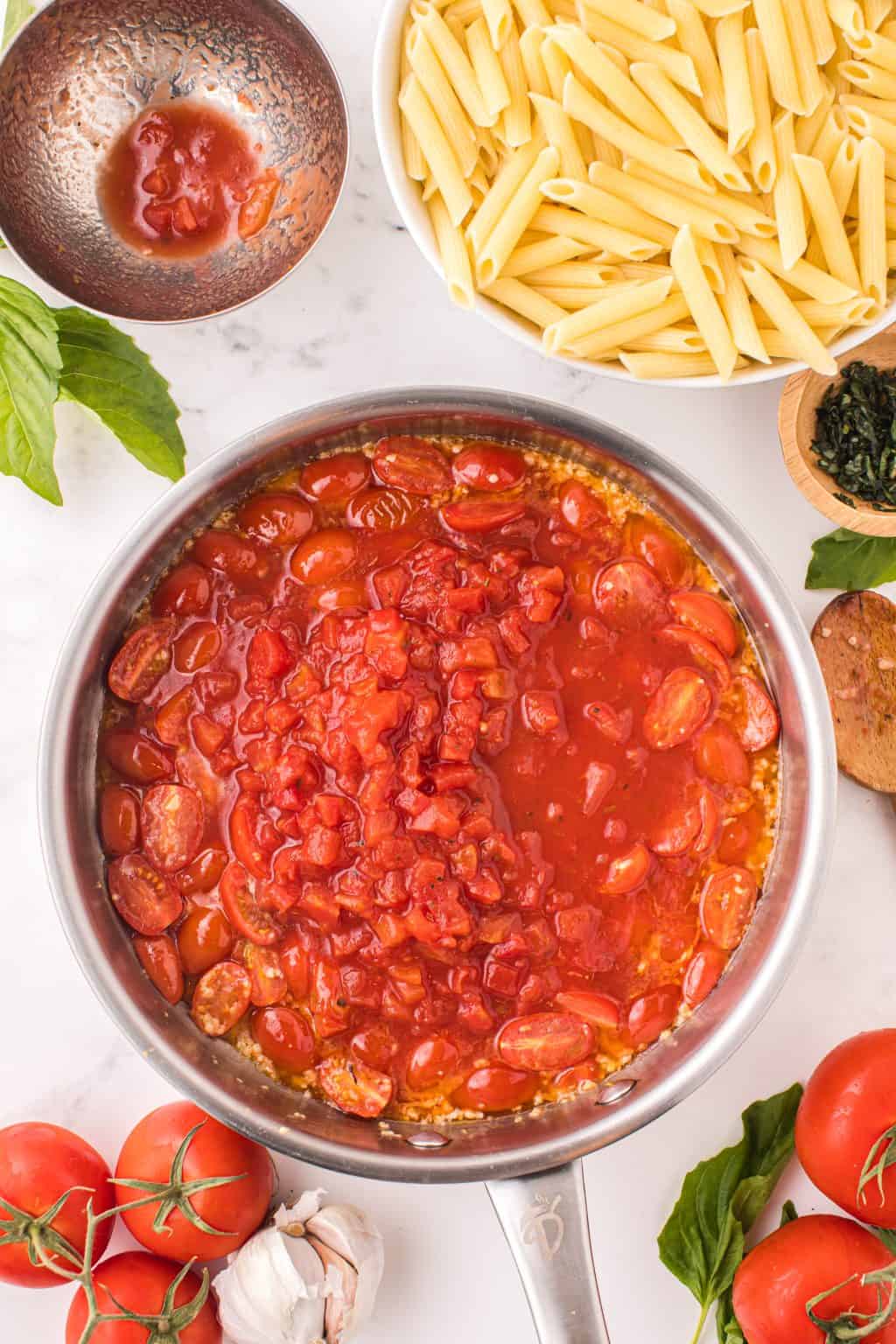 Penne Pasta with Homemade Tomato Sauce - The Country Cook