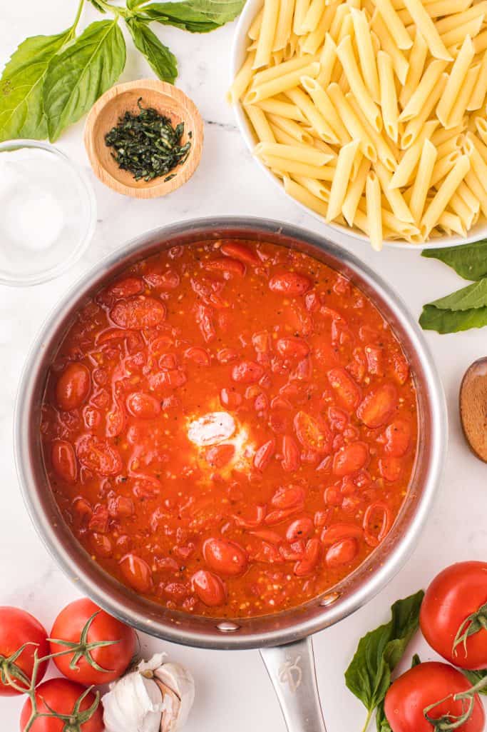 Penne Pasta with Homemade Tomato Sauce - The Country Cook