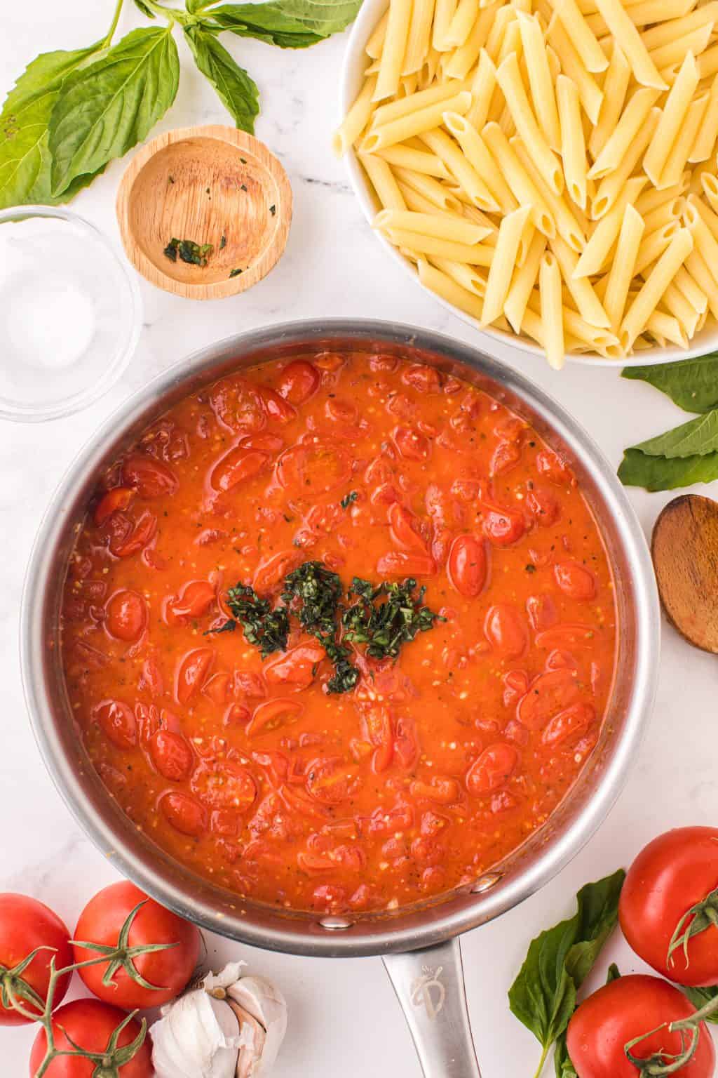 Penne Pasta with Homemade Tomato Sauce - The Country Cook