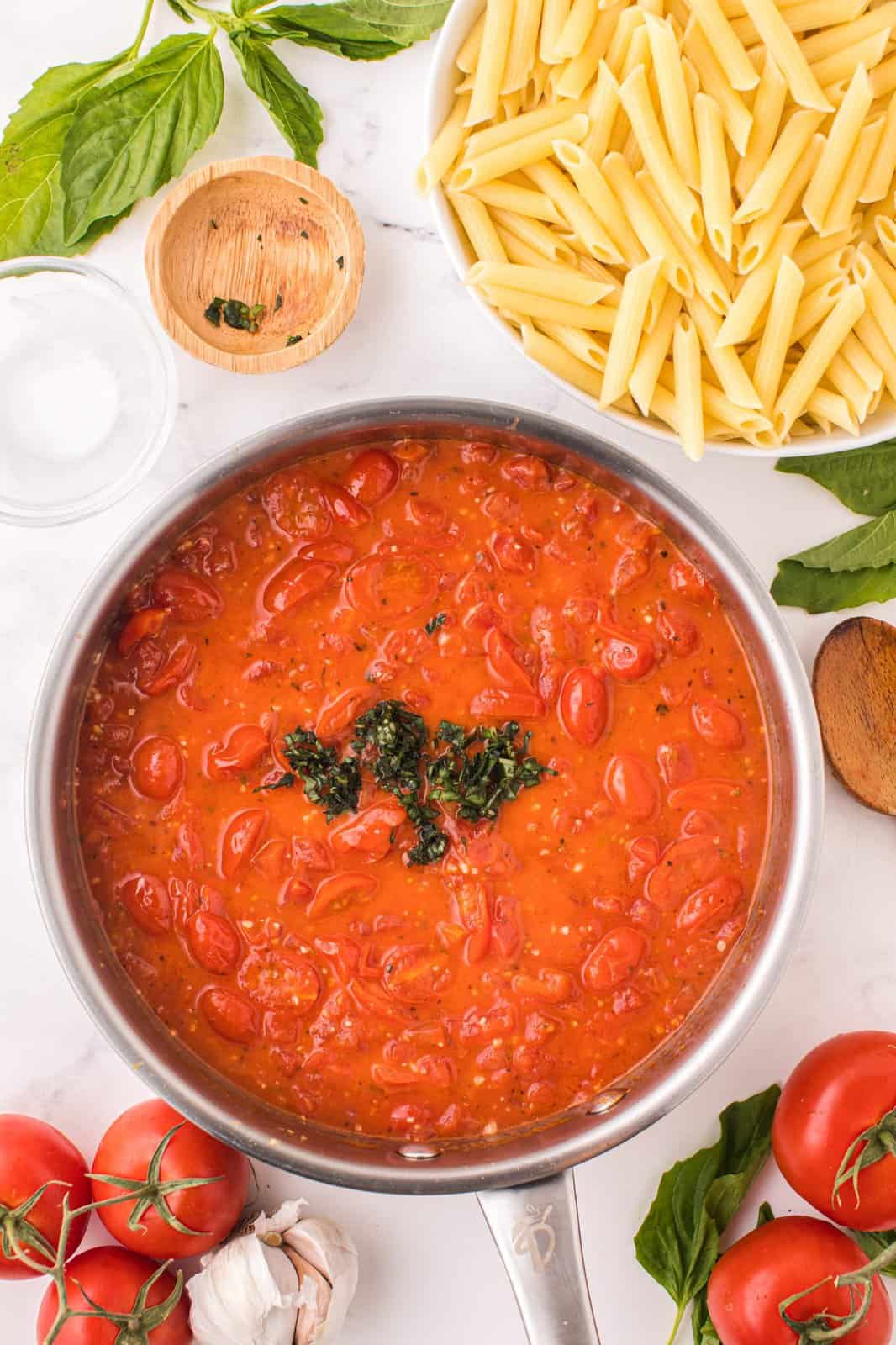 Penne Pasta with Homemade Tomato Sauce - The Country Cook