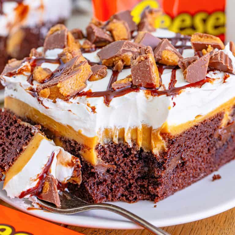 Reese's Peanut Butter Poke Cake - The Country Cook