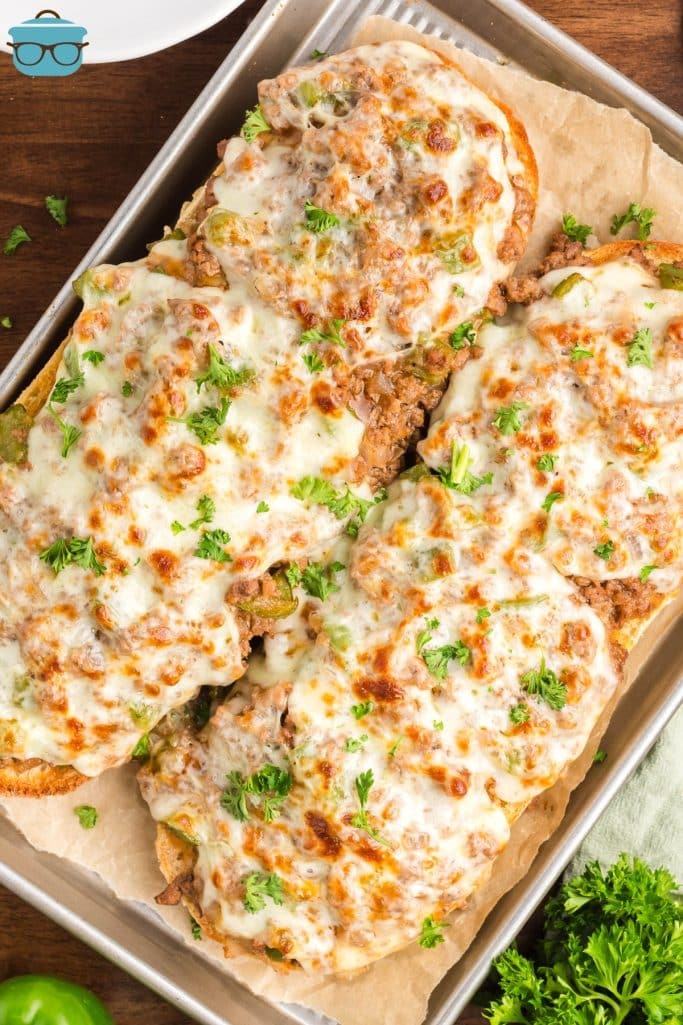 Philly Cheesesteak Garlic Bread - The Country Cook