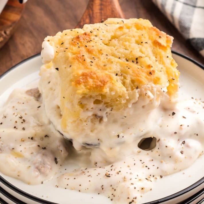 Sausage Gravy Butter Swim Biscuits - The Country Cook
