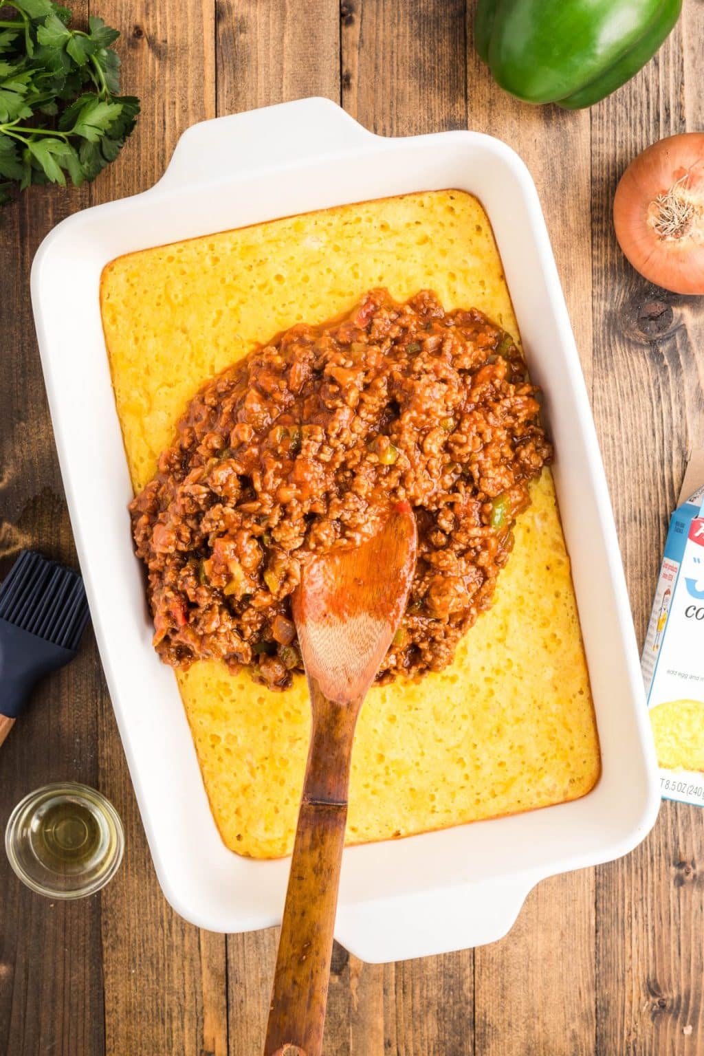 Sloppy Joe Cornbread Casserole - The Country Cook