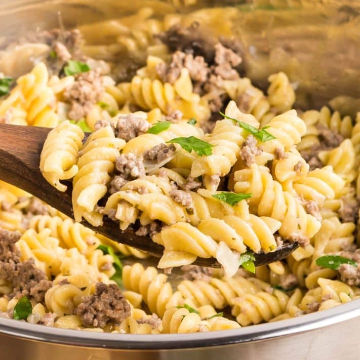 Garlic Parmesan Beef Pasta - The Country Cook