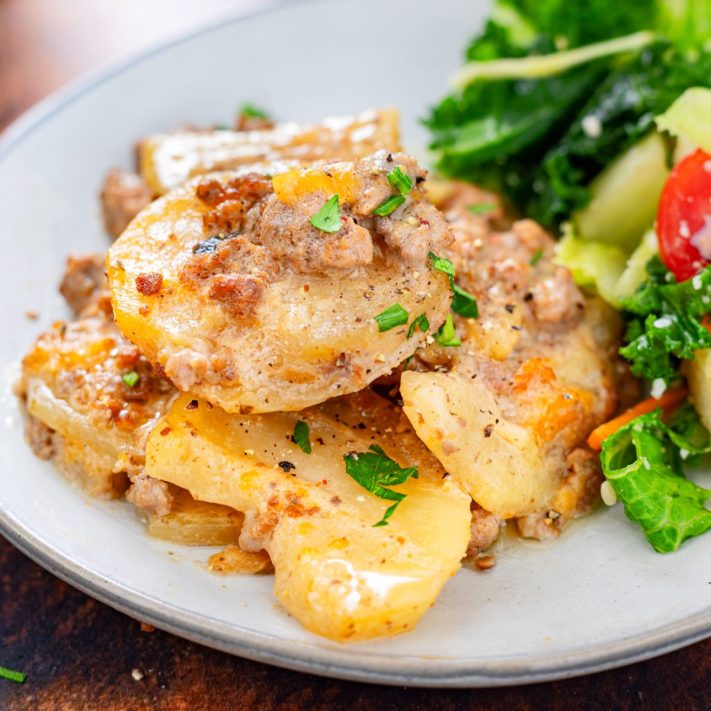 Crock Pot Potato Hamburger Casserole - The Country Cook