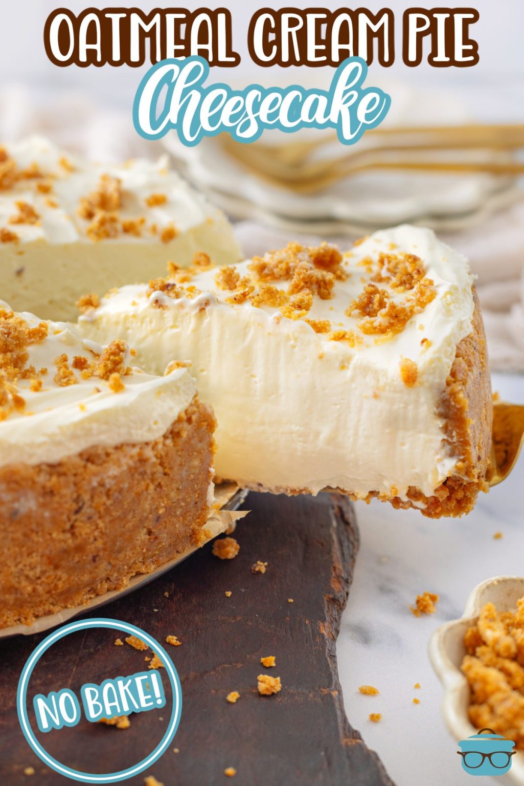 No Bake Oatmeal Creme Pie Cheesecake - The Country Cook