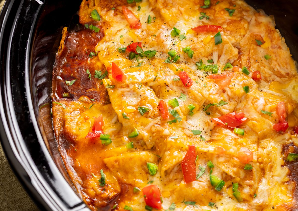 Crock Pot Beef Enchilada Casserole - The Country Cook