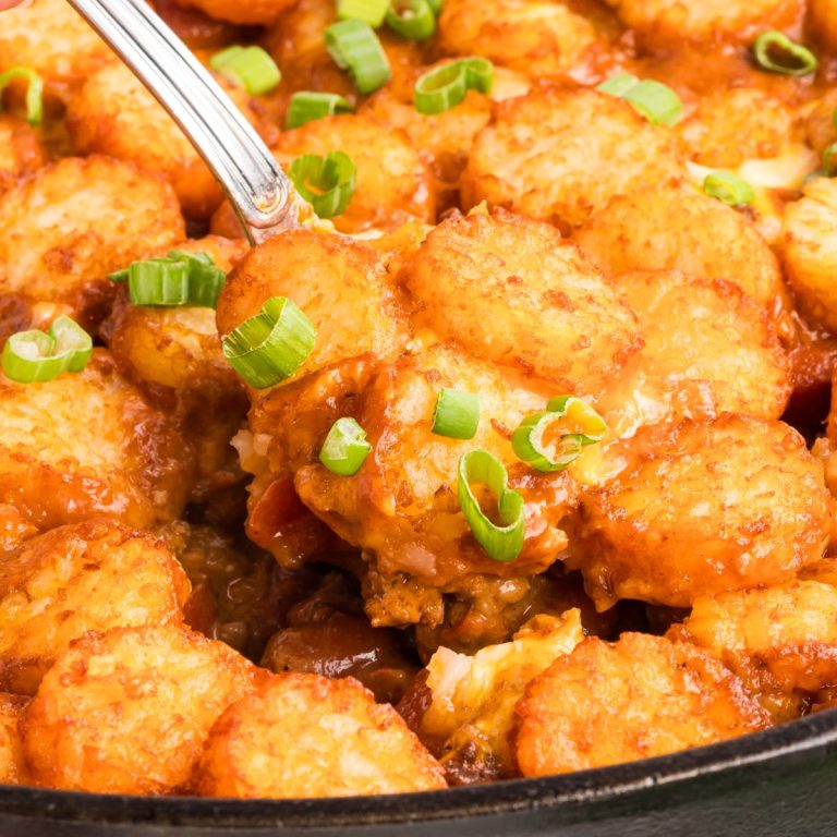 Chili Cheese Dog Tater Tot Casserole - The Country Cook